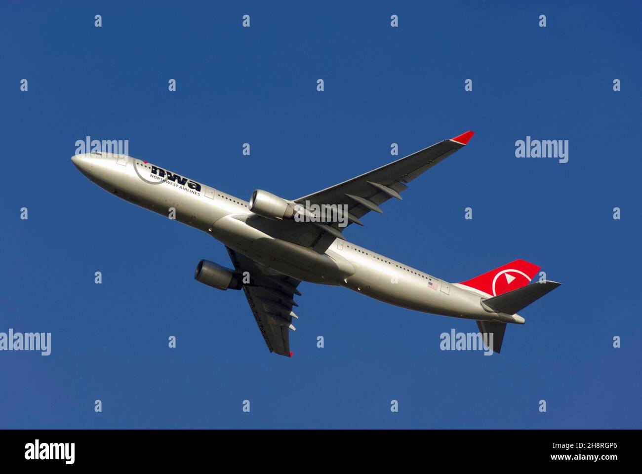 NWA, Northwest Airlines, Airbus A330 airliner jet plane N818NW taking ...
