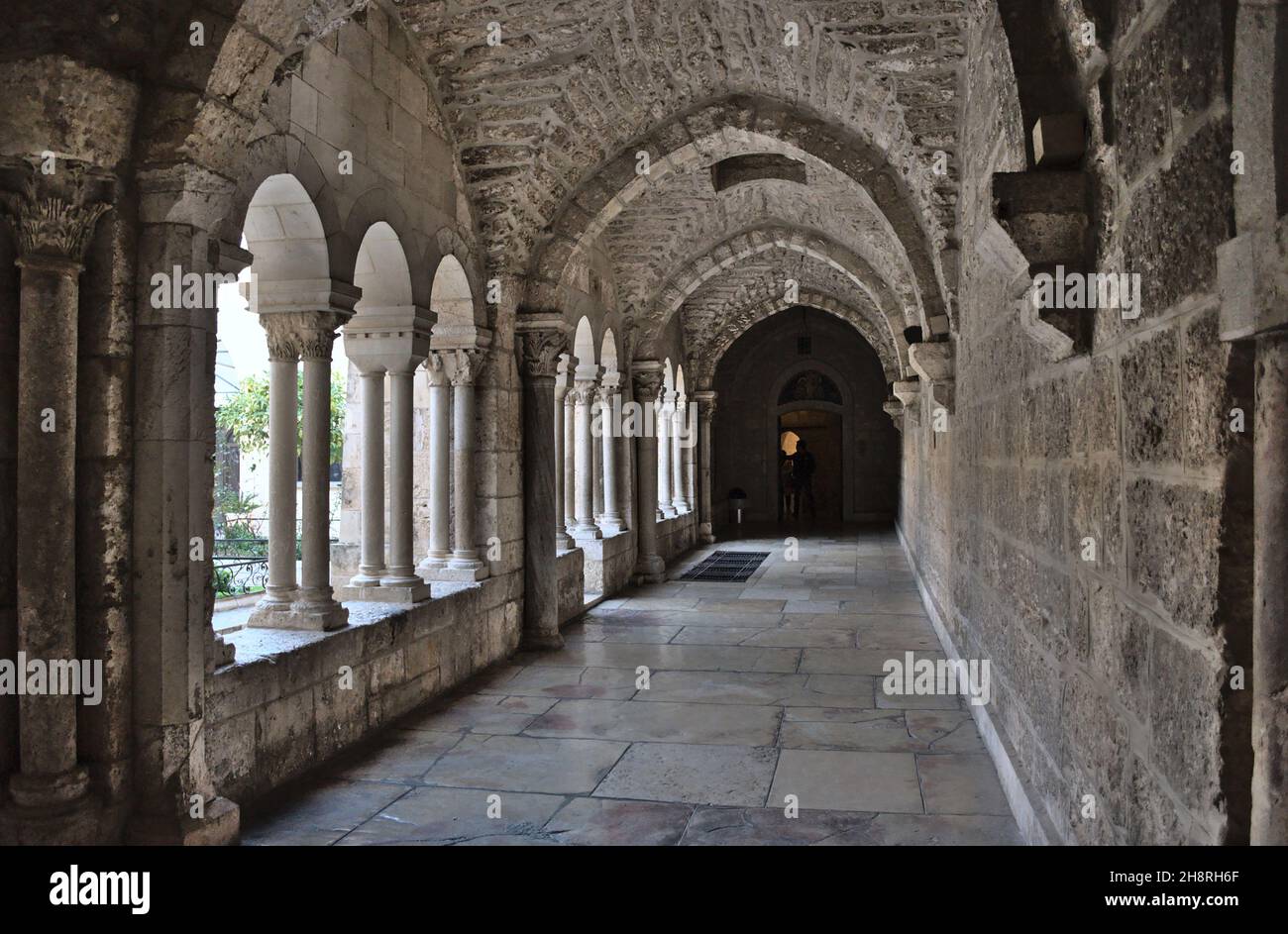 The inner courtyard of the Church of the Nativity - terraces with stone ...