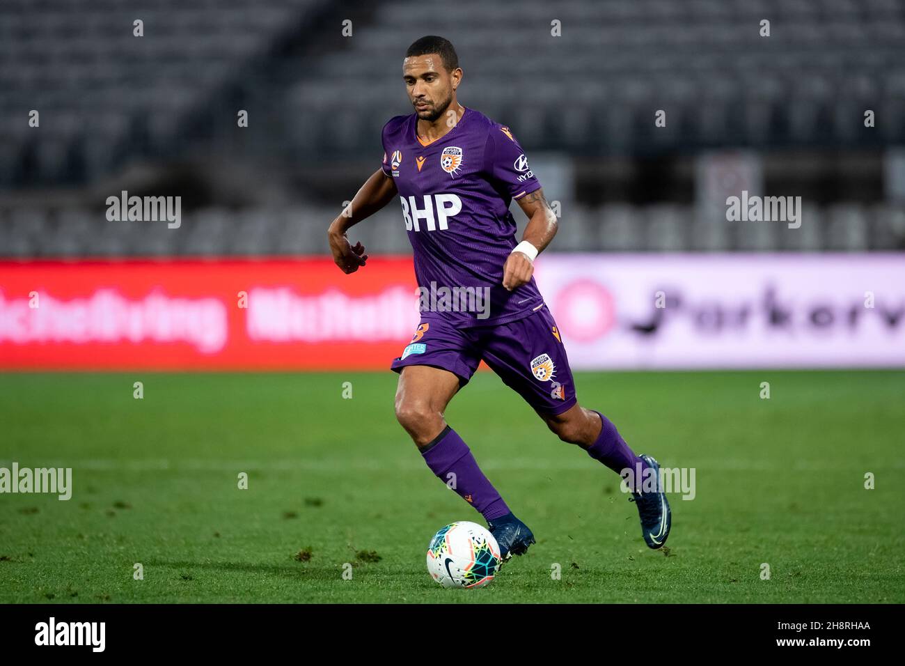 Perth Glory defender James Meredith (8) controls the ball Stock Photo ...