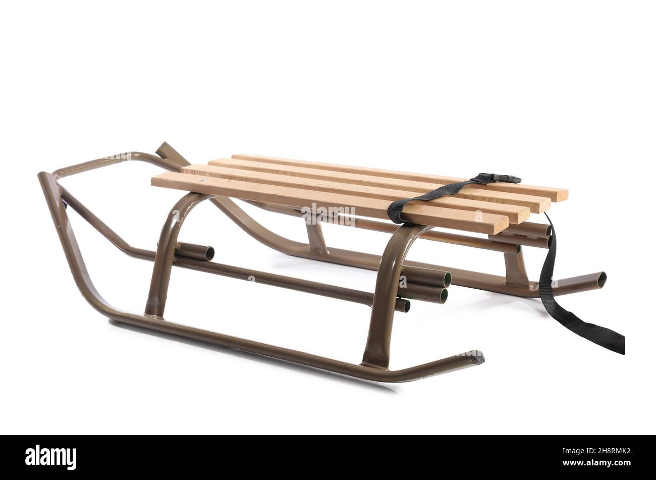 Wooden sled on white background Stock Photo - Alamy