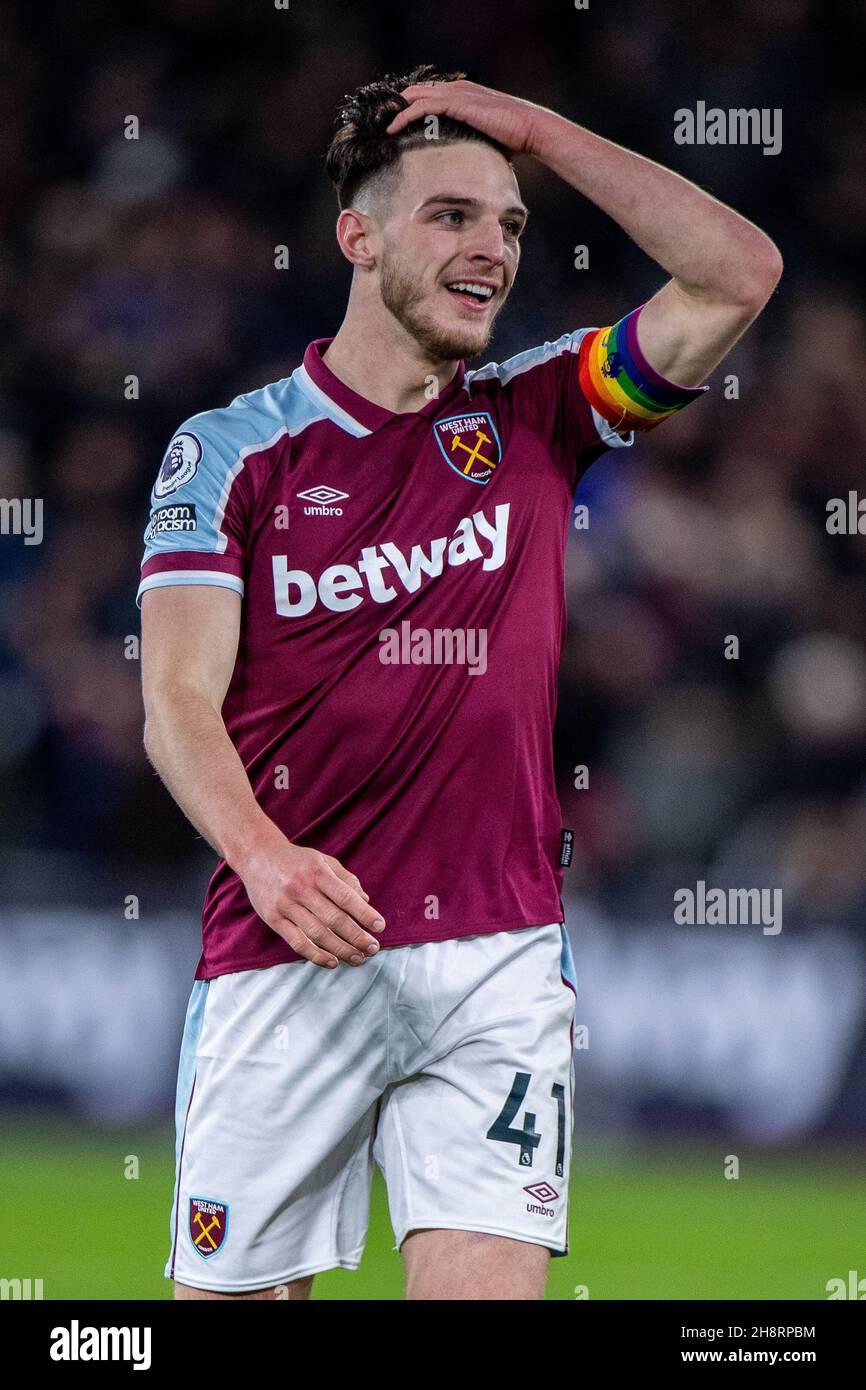 LONDON, ENGLAND - DECEMBER 01: Declan Rice of West Ham United during ...