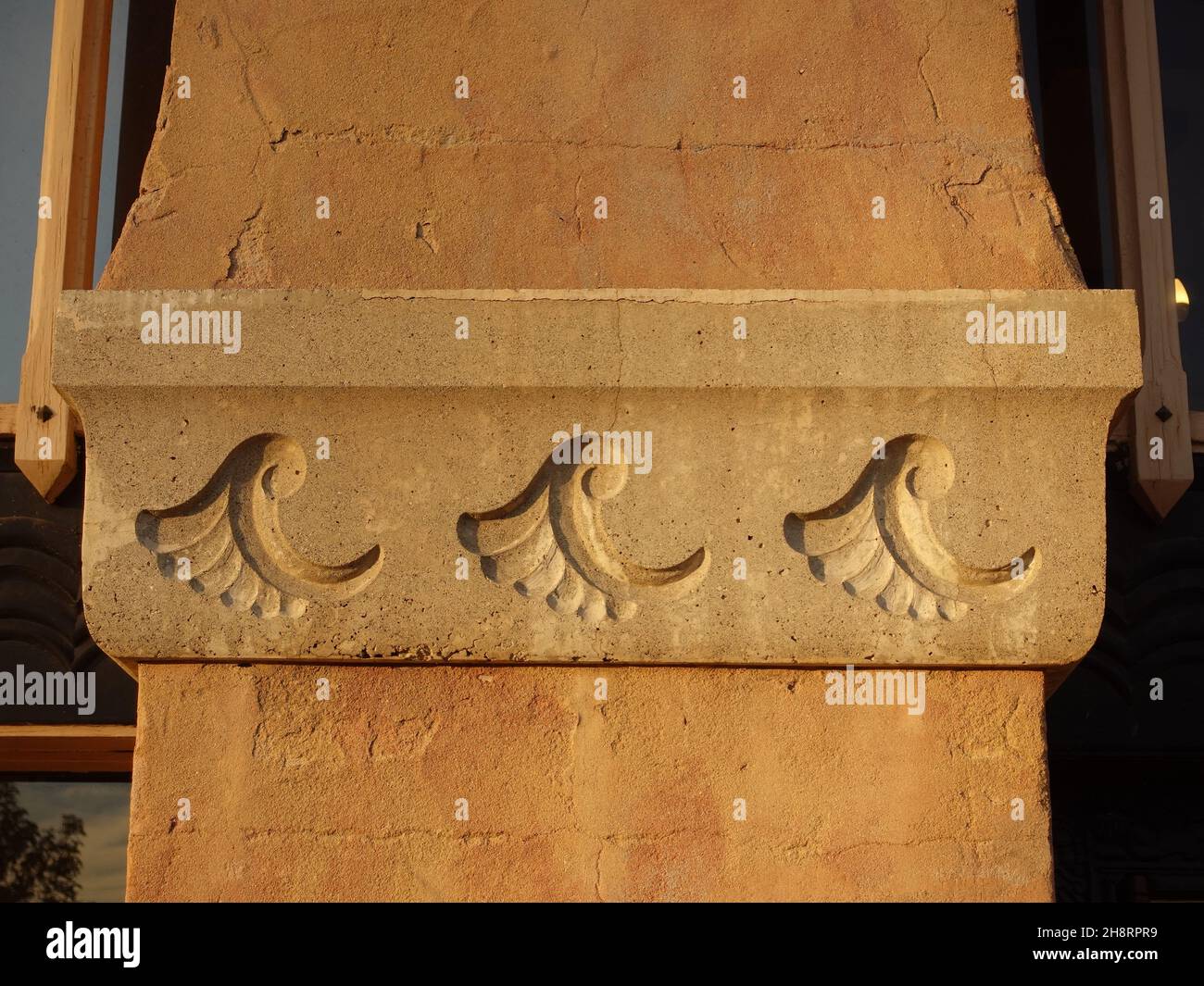 Decorative details on plaster covered column abstract Stock Photo - Alamy