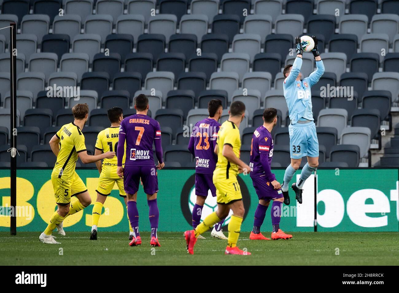 Perth Glory goalkeeper Liam Reddy (33) catches the ball Stock Photo - Alamy