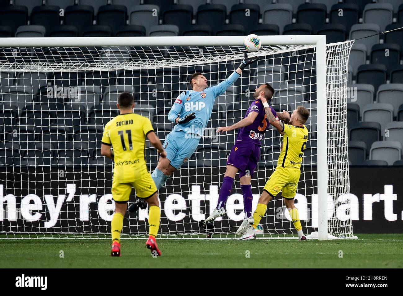 Perth Glory goalkeeper Liam Reddy (33) saves a goal Stock Photo - Alamy
