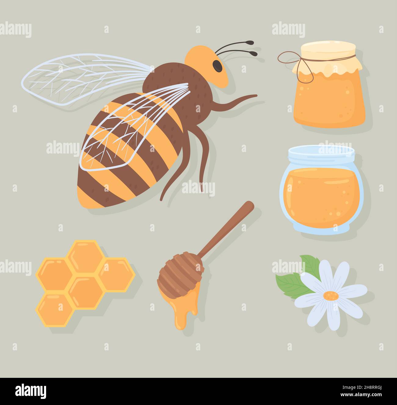Fresh honey icons set cartoon vector honeycomb hi-res stock photography ...