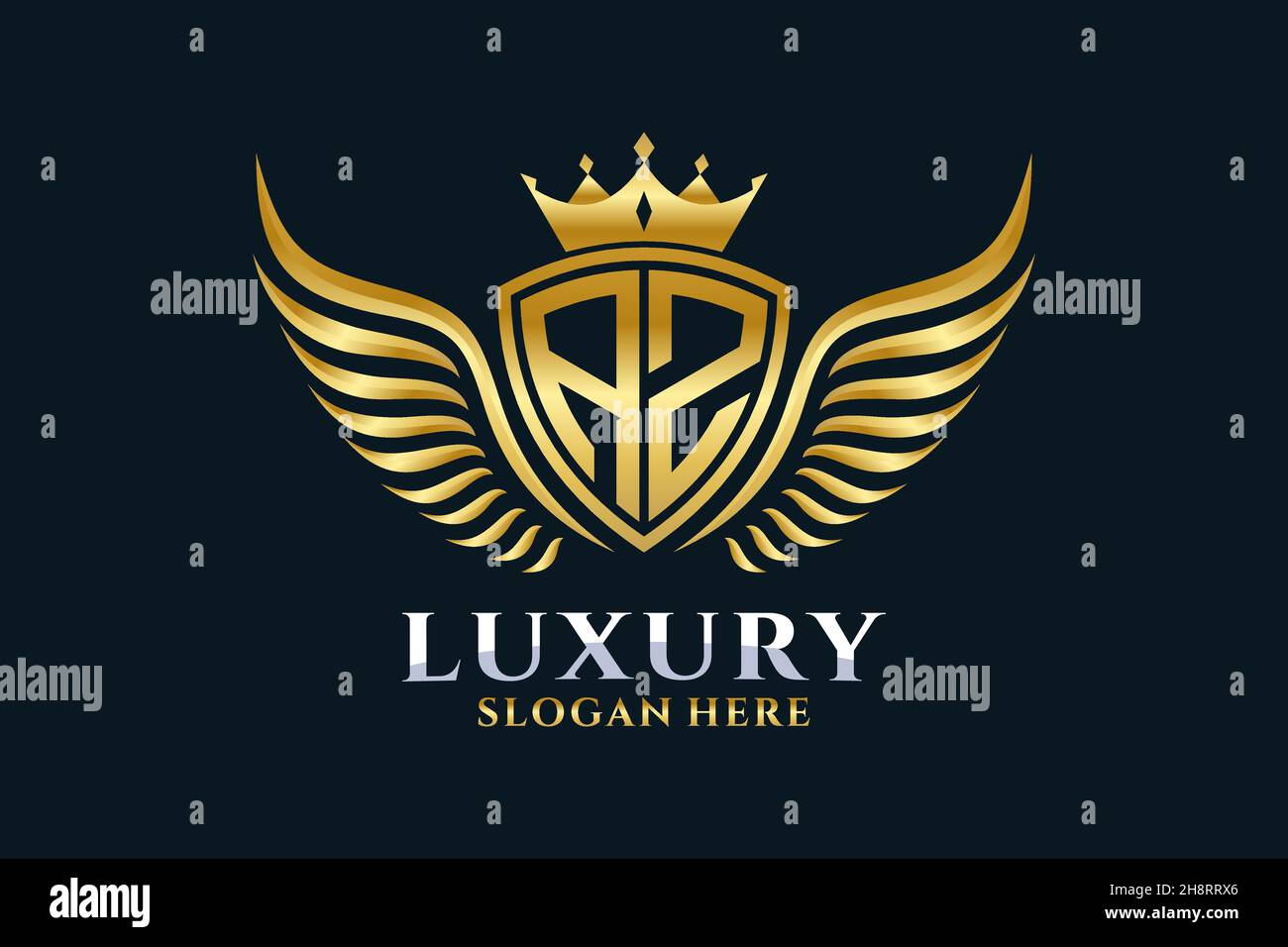 Luxury royal wing Letter AZ crest Gold color Logo vector, Victory logo ...