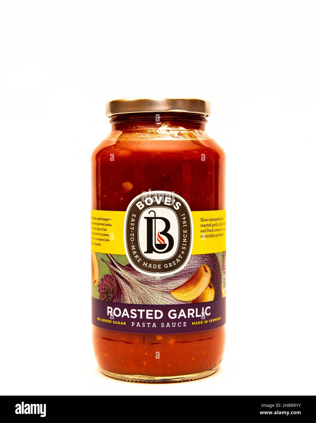 A jar of Bove's roasted garlic pasta sauce Stock Photo - Alamy