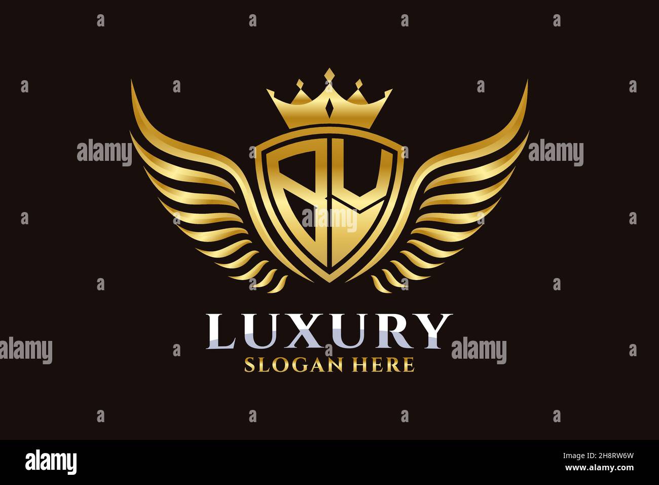 Luxury royal wing Letter BV crest Gold color Logo vector, Victory logo ...