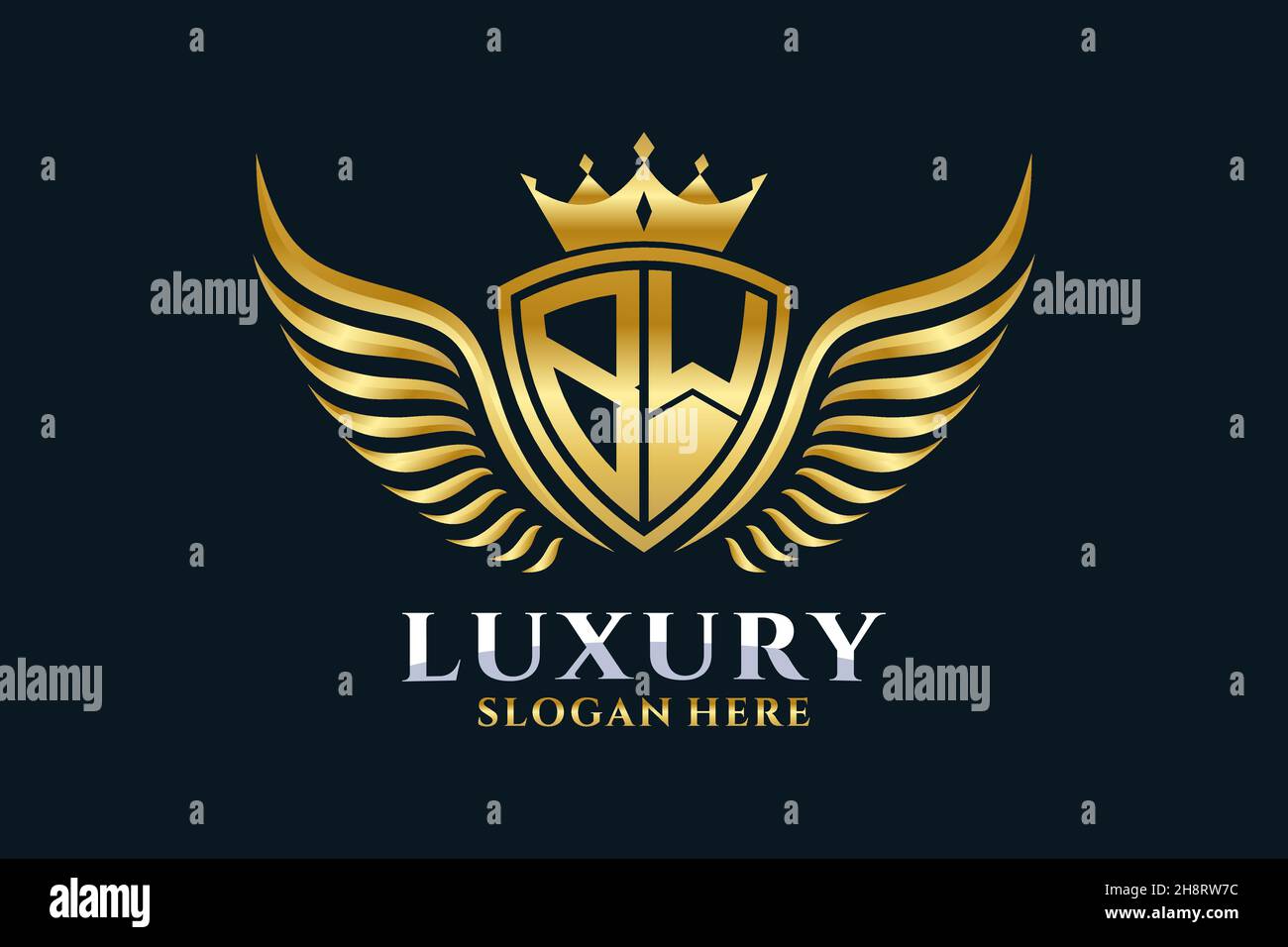 Luxury royal wing Letter BW crest Gold color Logo vector, Victory logo ...