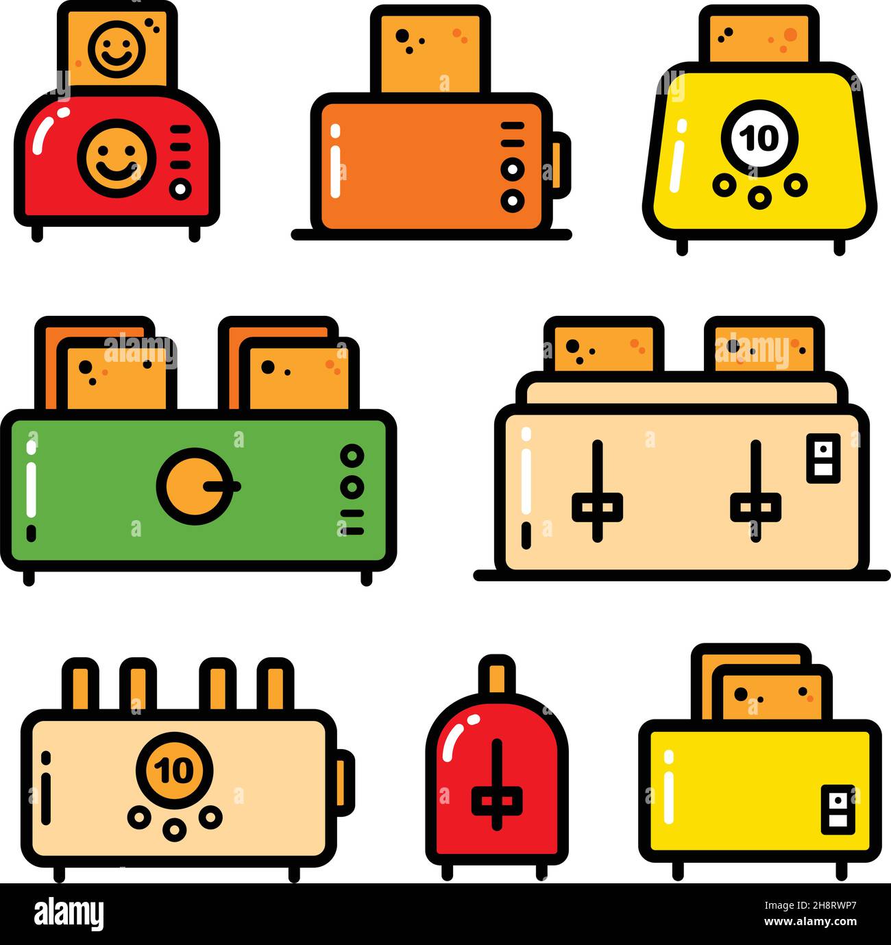 Toaster color icons set. Premium pictogram in trendy simple style ...