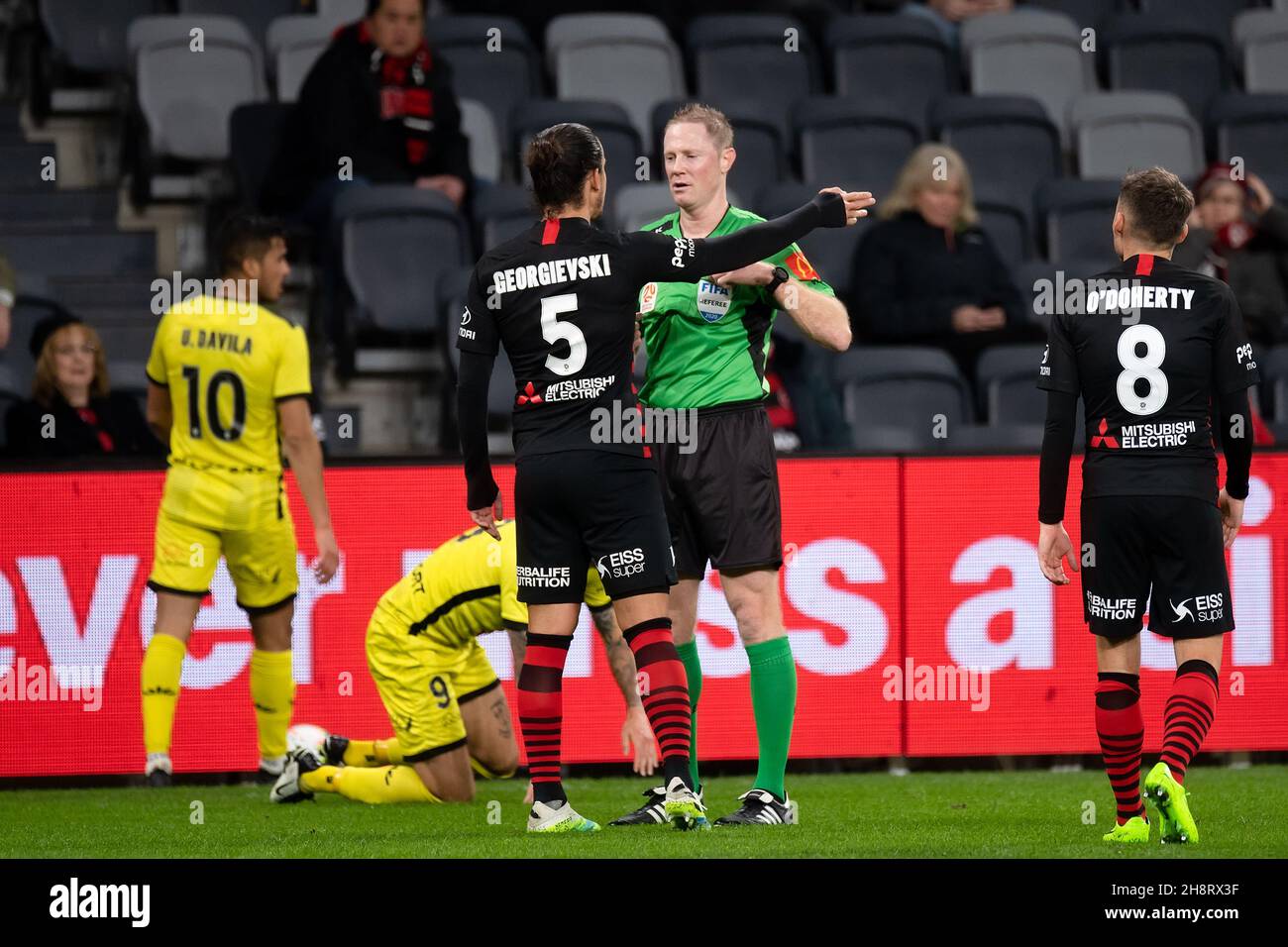 Western Sydney Wanderers defender Daniel Georgievski (5) unhappy with ...
