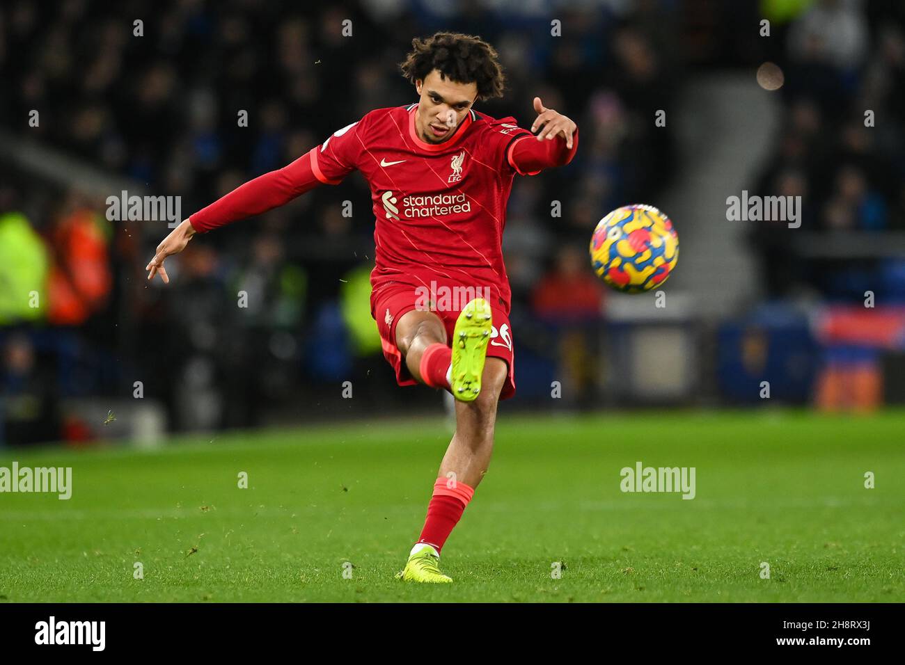 Trent Alexander-Arnold #66 of Liverpool crosses the ball in, on 12/1 ...
