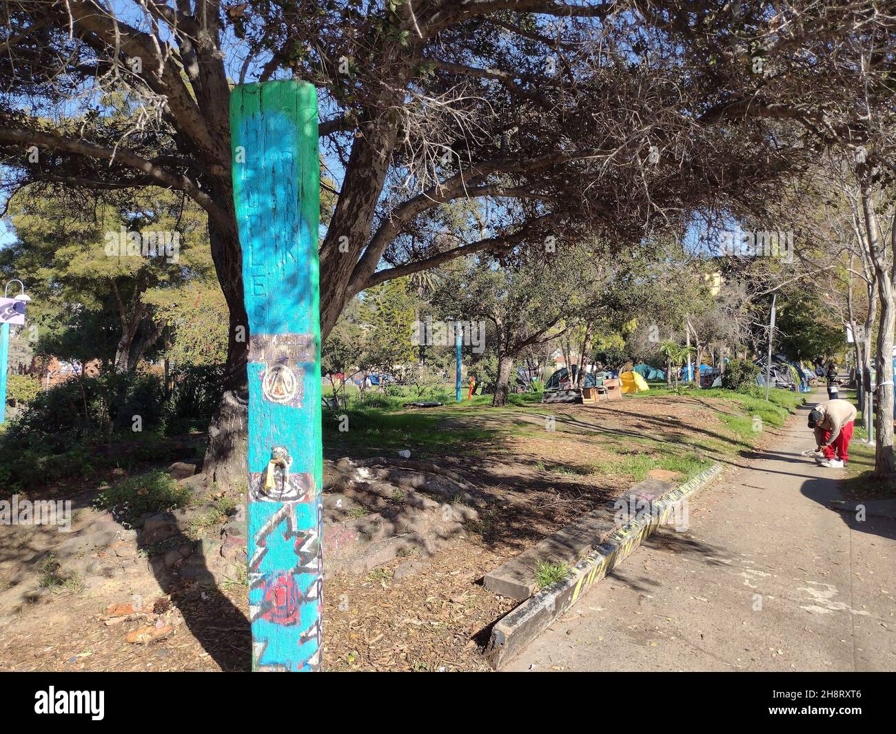 November 28, 2021: The green entrance to People's Park in Berkeley ...