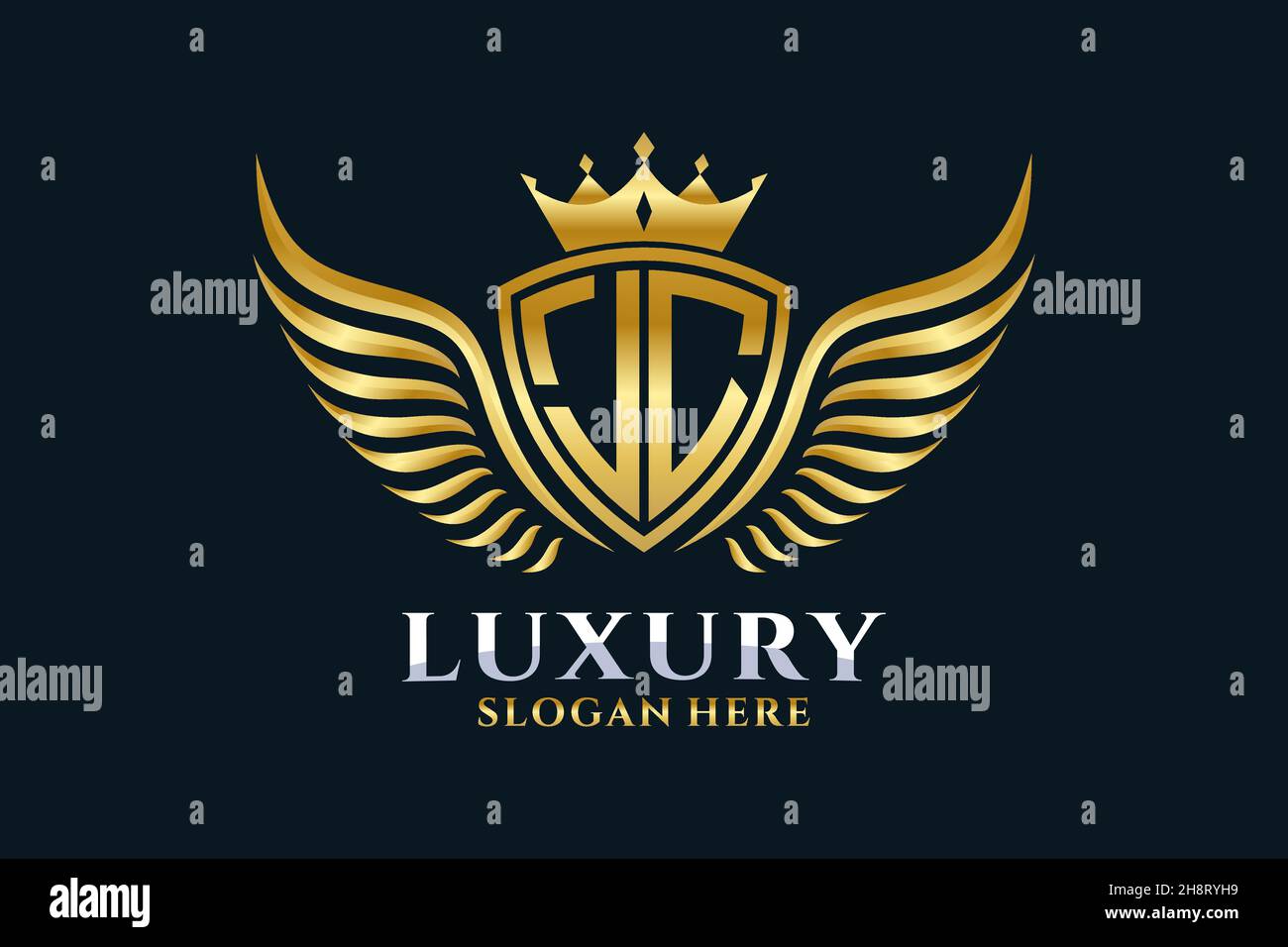 Luxury royal wing Letter JC crest Gold color Logo vector, Victory logo ...