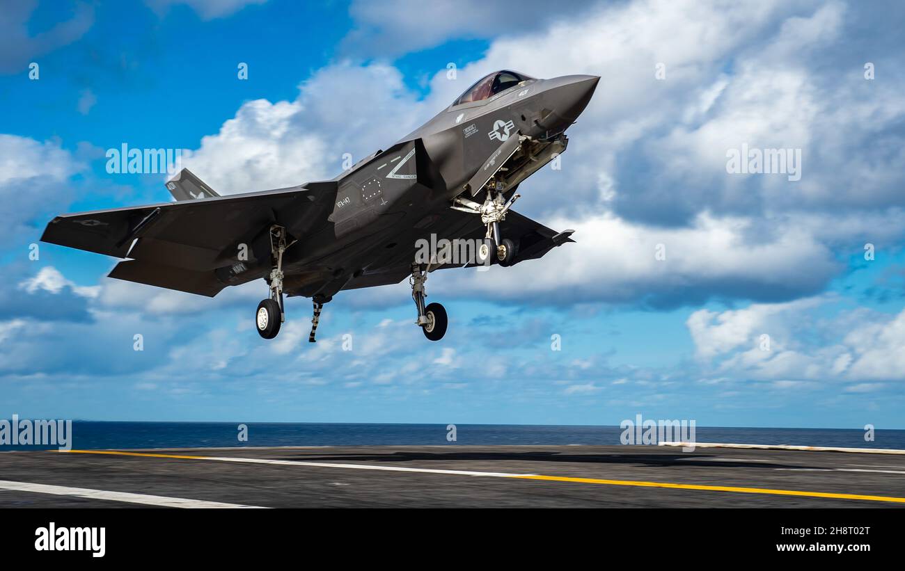 211130-N-LU761-1654 PHILIPPINE SEA (Nov. 30, 2021) An F-35C Lightning II, assigned to the ...
