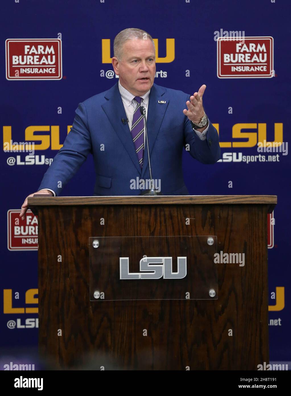 Baton Rouge, LA, USA. 1st Dec, 2021. New LSU Head Football Coach Brian ...