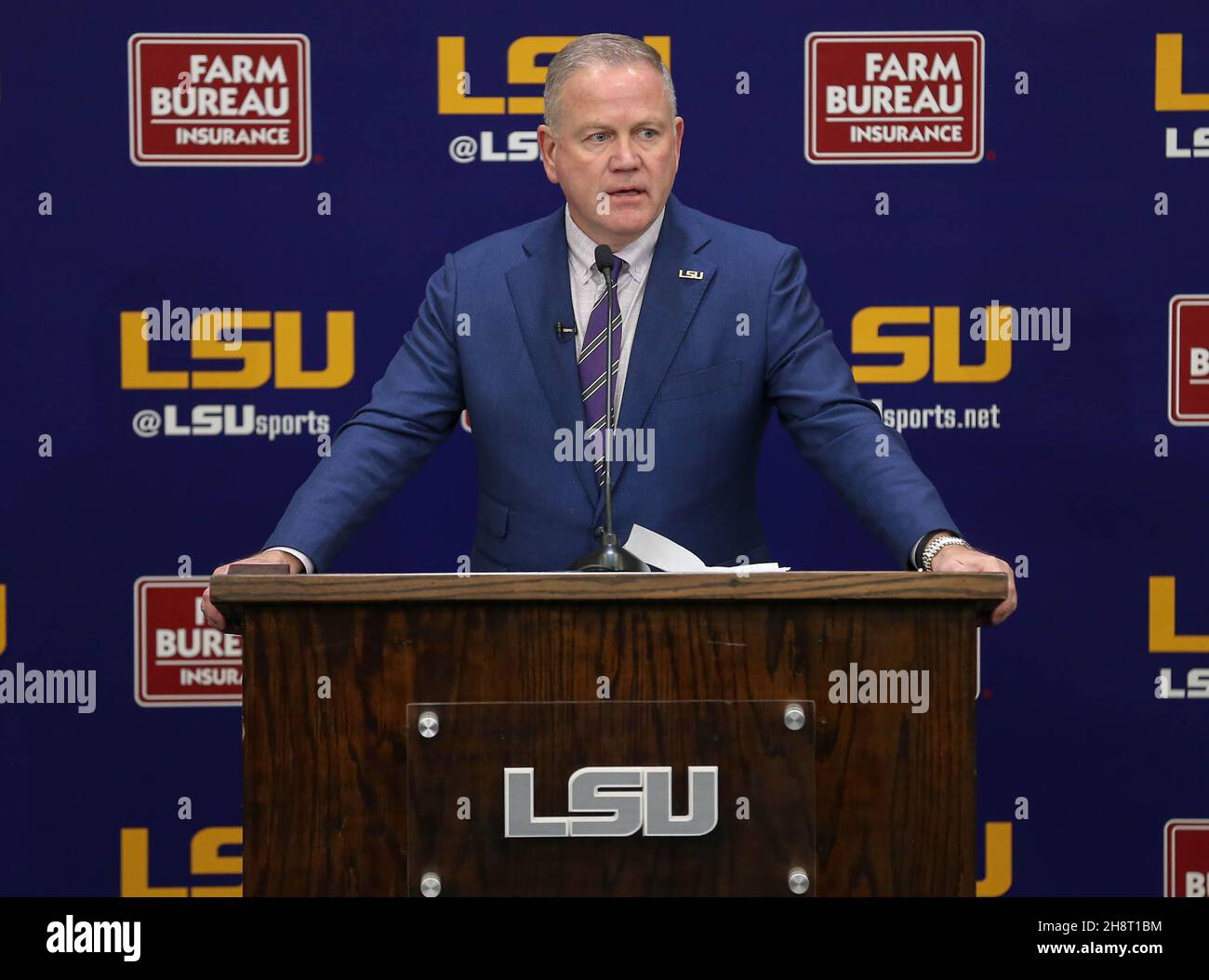 Baton Rouge, LA, USA. 1st Dec, 2021. New LSU Head Football Coach Brian ...