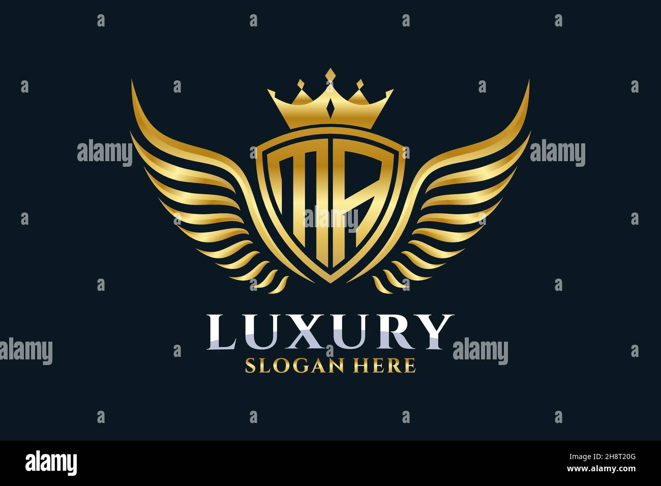 Luxury royal wing Letter MA crest Gold color Logo vector, Victory logo ...