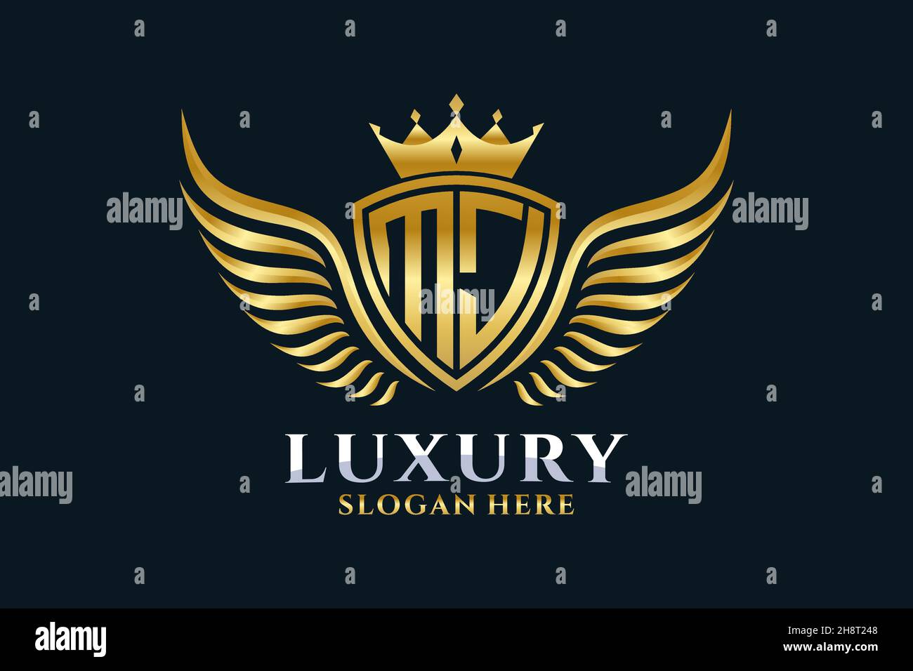 Luxury royal wing Letter MJ crest Gold color Logo vector, Victory logo ...