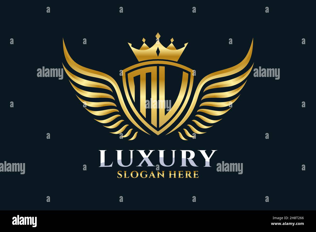 Luxury royal wing Letter MU crest Gold color Logo vector, Victory logo ...