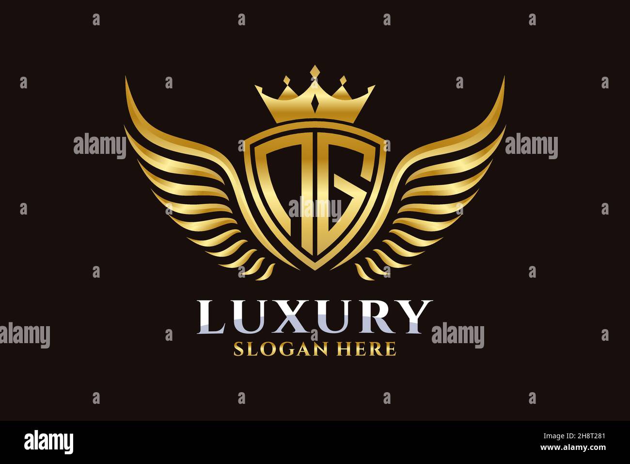 Luxury royal wing Letter NG crest Gold color Logo vector, Victory logo ...