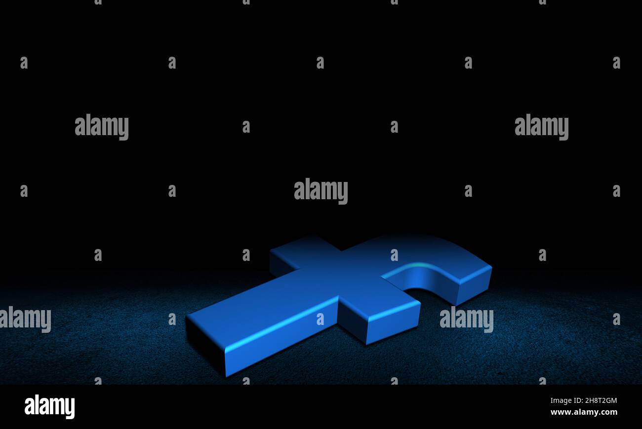 3D Rendering Facebook Logo Laying in Dark texture background. Three ...