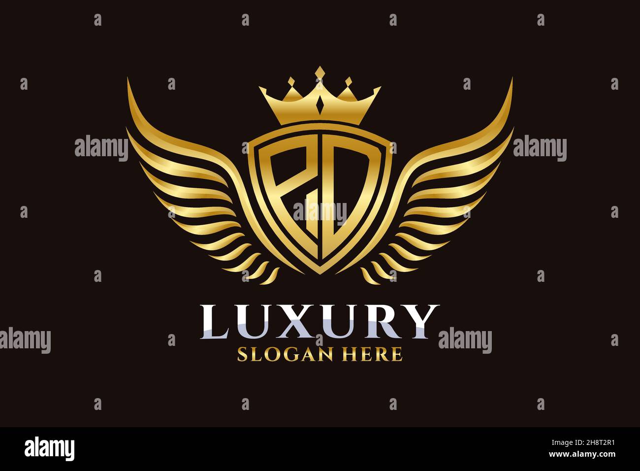 Luxury royal wing Letter PD crest Gold color Logo vector, Victory logo ...