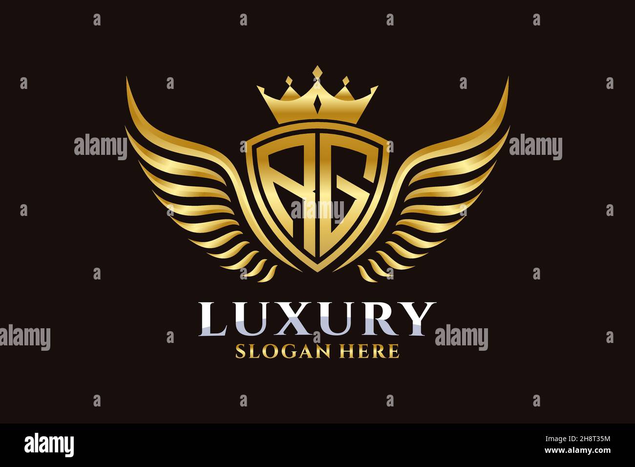 Luxury royal wing Letter RG crest Gold color Logo vector, Victory logo ...