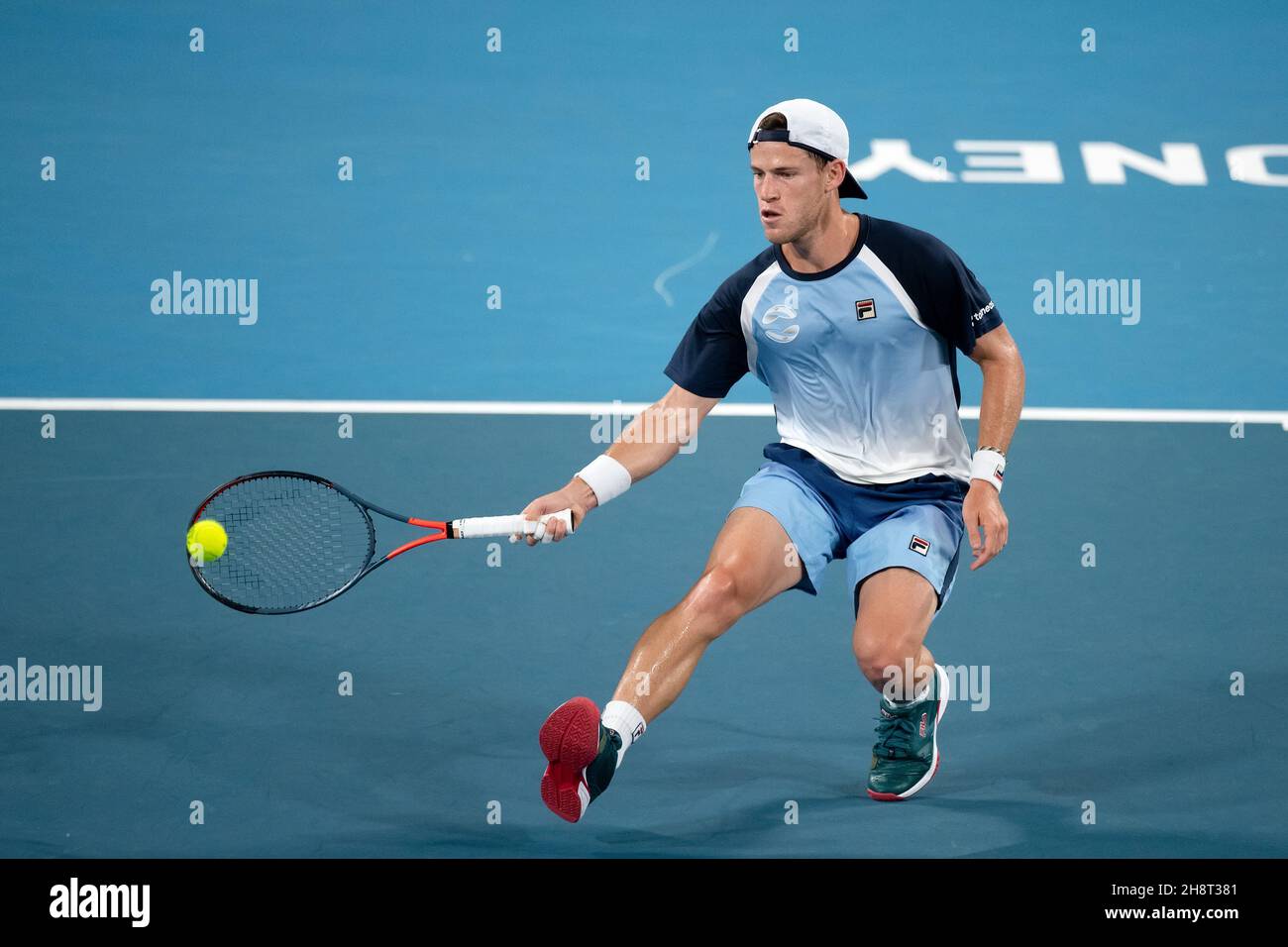 SYDNEY, AUSTRALIA - JANUARY 09: Diego Schwartzman of Argentina plays a ...