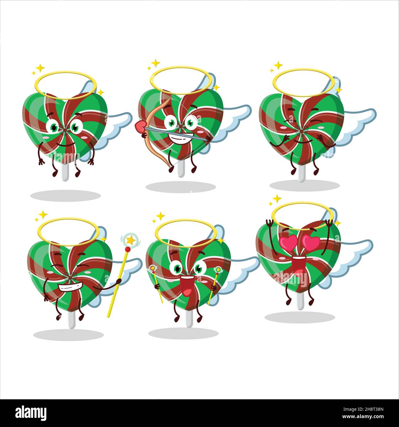 Green Love Twirl Candy Cartoon Designs As A Cute Angel Character