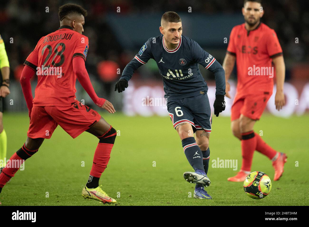 Marco Verratti of PSG in action during the Ligue 1 Uber Eats match ...