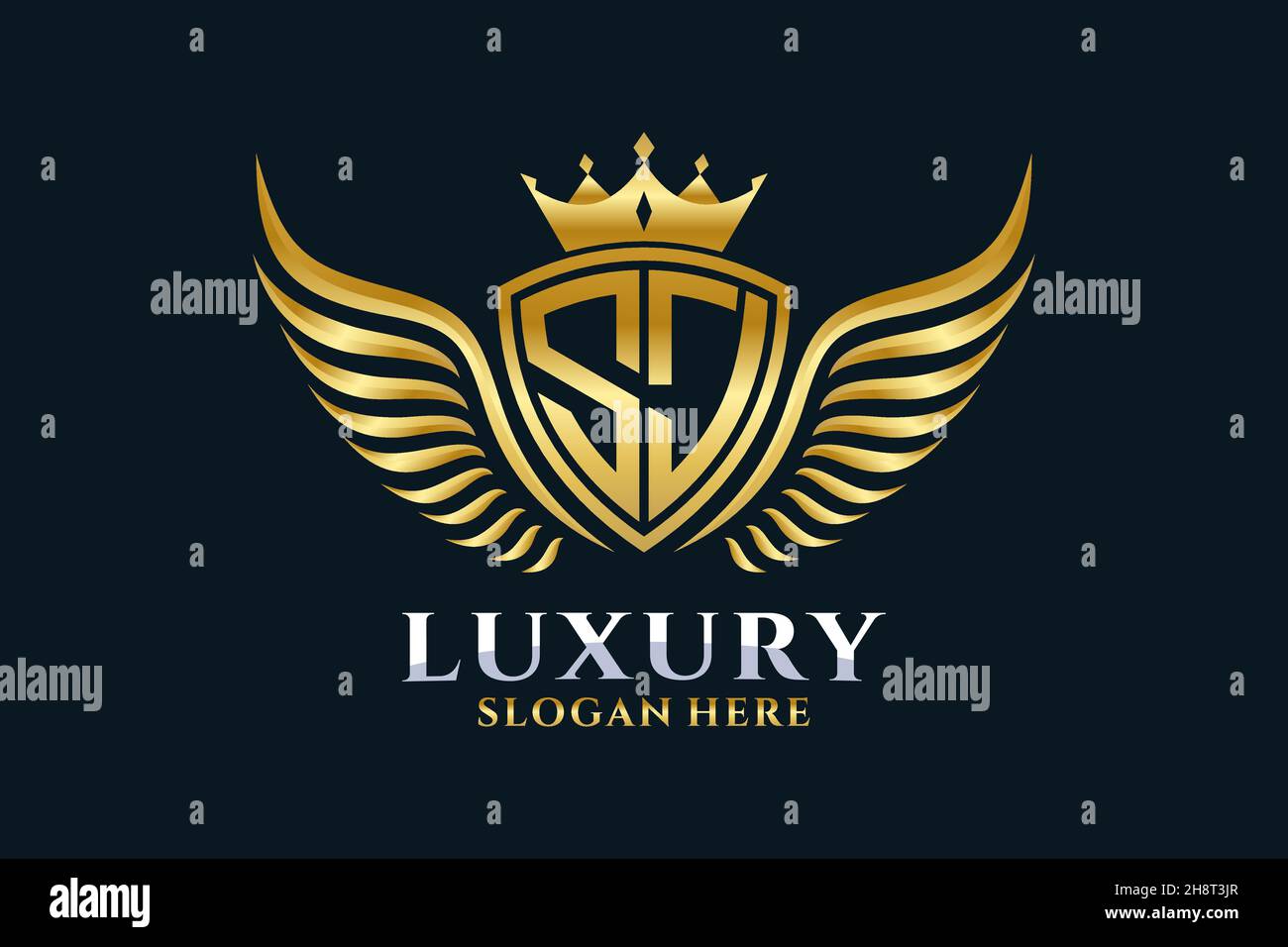 Luxury royal wing Letter SJ crest Gold color Logo vector, Victory logo ...