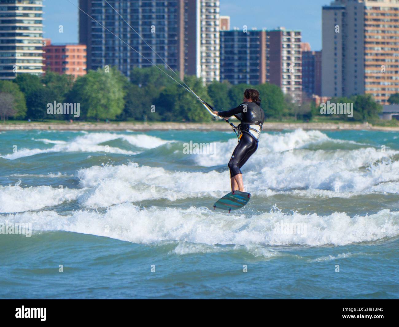 Kite surfer and surf. Montrose Beach, Chicago, Illinois Stock Photo - Alamy