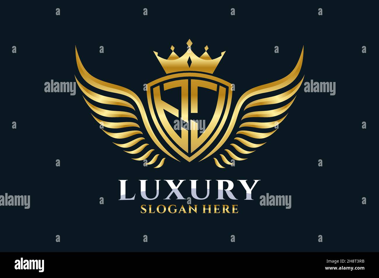 Luxury royal wing Letter TJ crest Gold color Logo vector, Victory logo ...