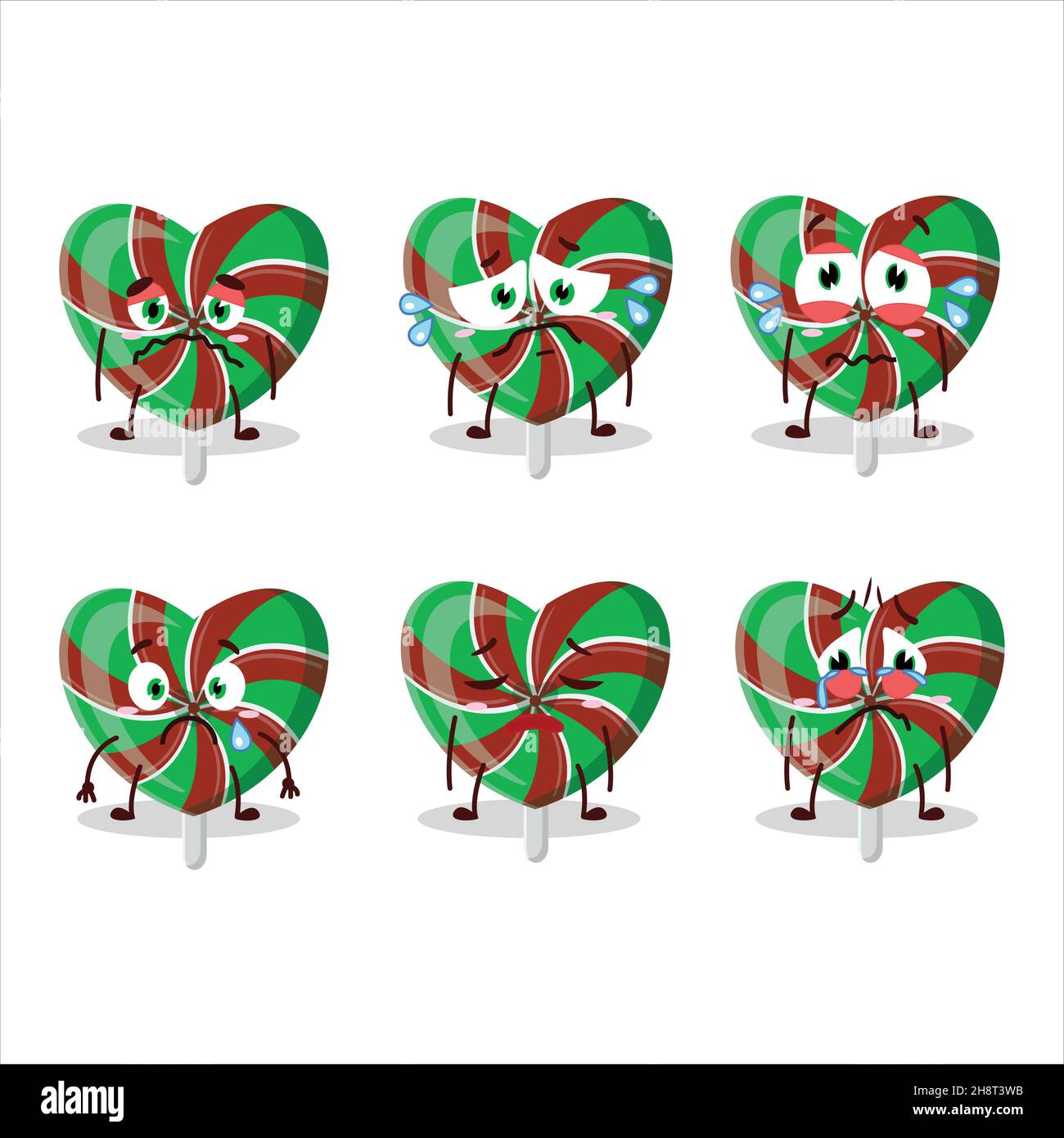 green love twirl candy cartoon character with sad expression. Vector ...