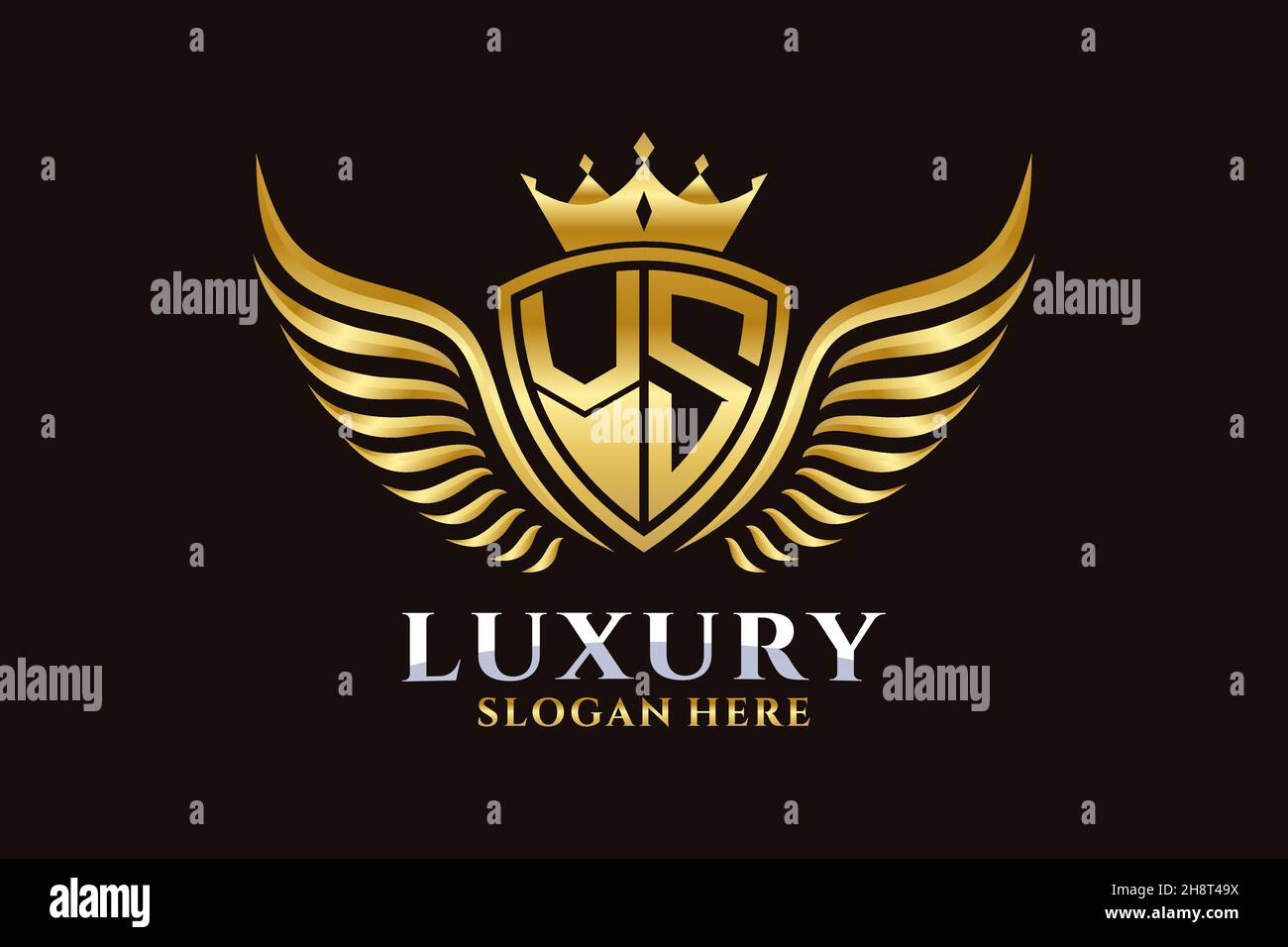 Luxury royal wing Letter VS crest Gold color Logo vector, Victory logo ...