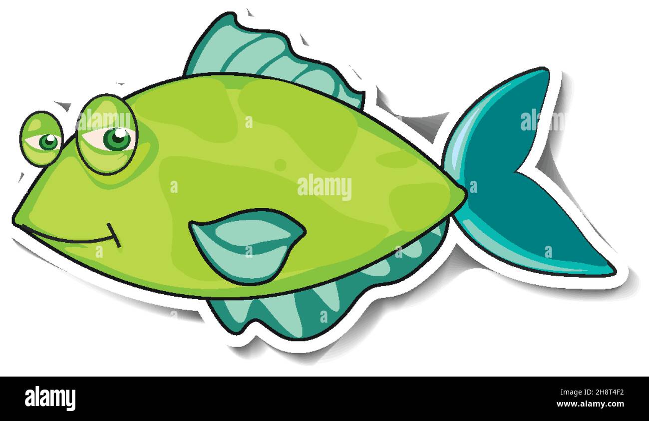 Cute fish sea animal cartoon sticker illustration Stock Vector Image ...