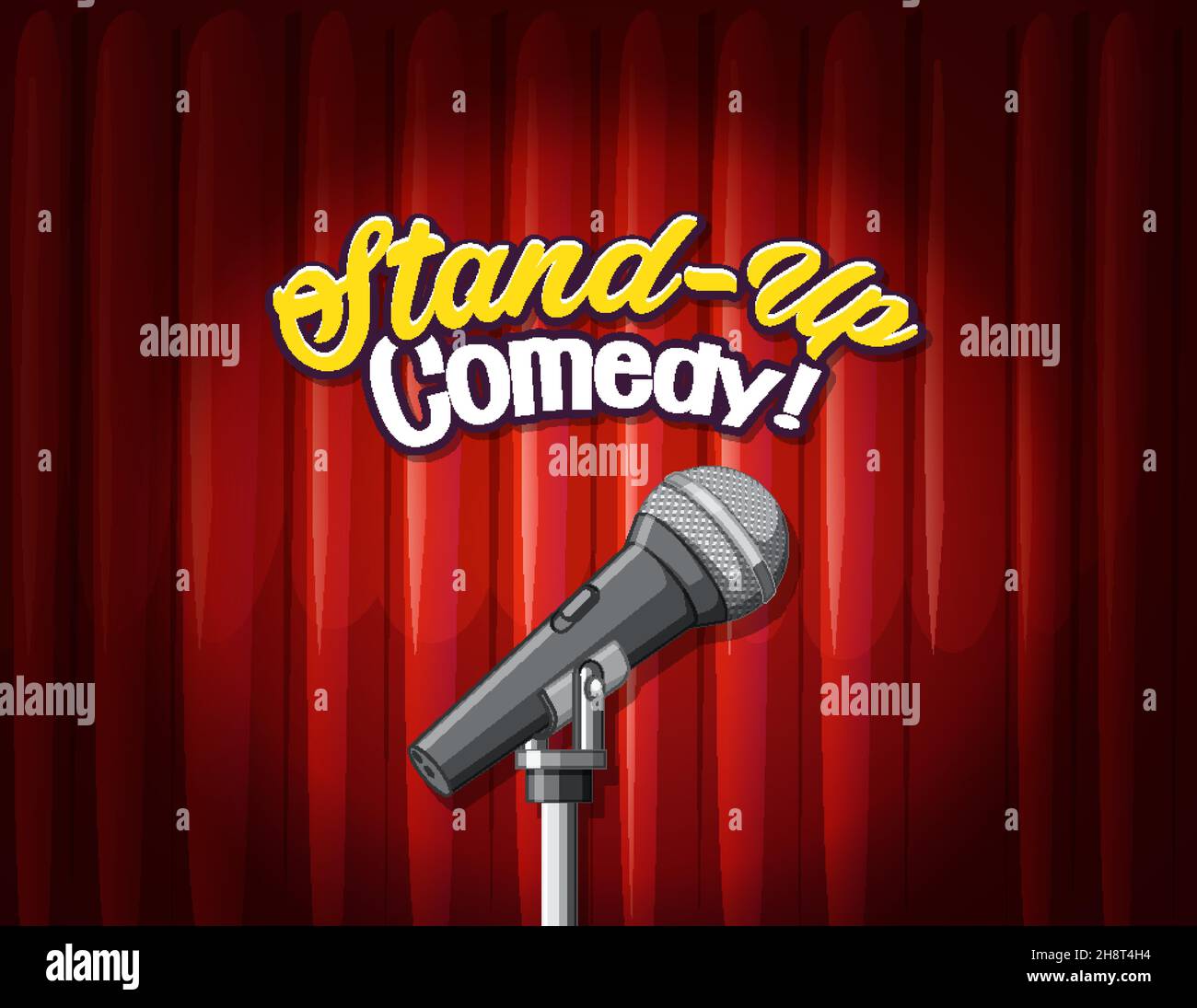 Stand up comedy banner with red curtains background illustration Stock ...