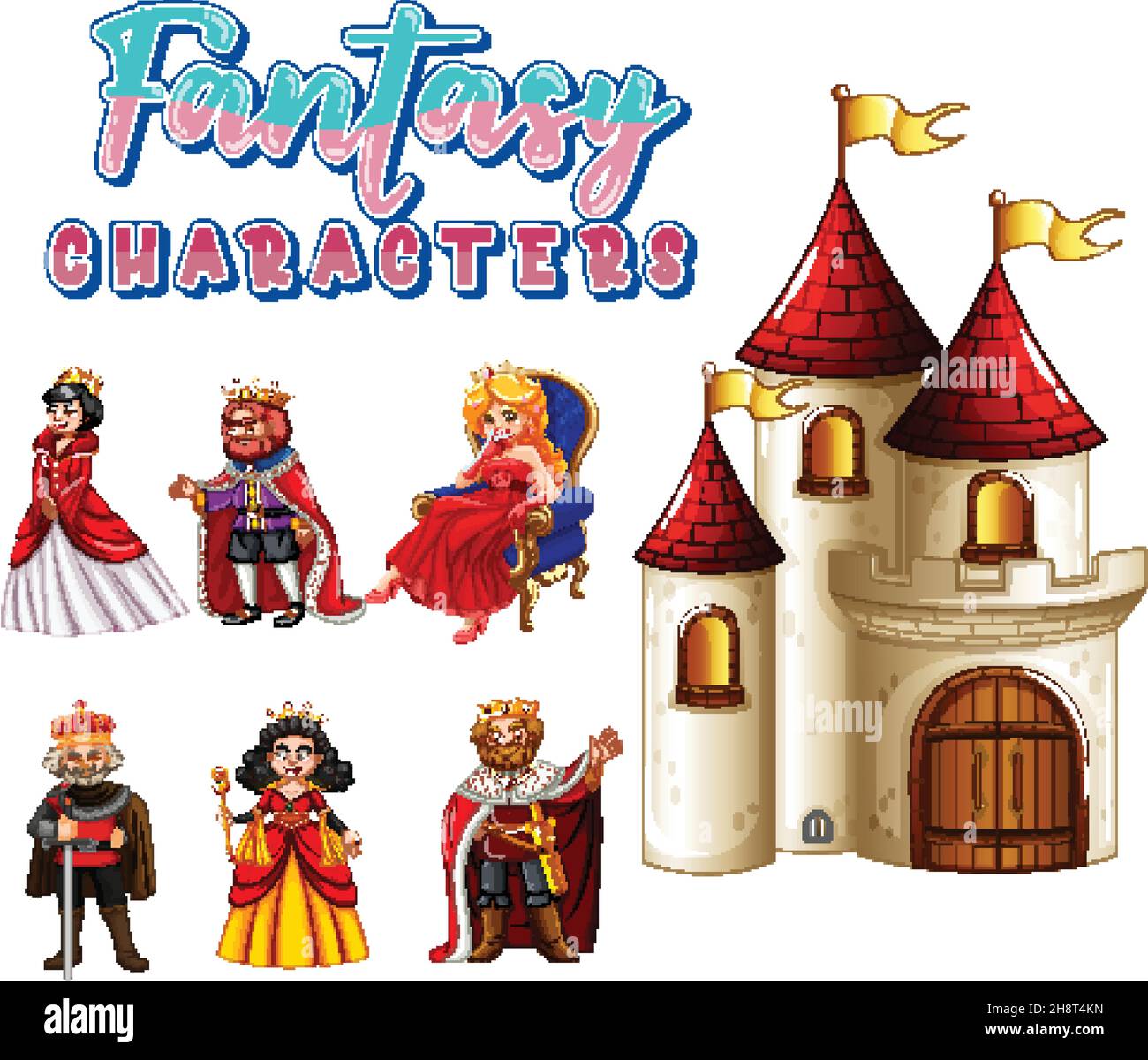 Fantasy cartoon characters set illustration Stock Vector Image & Art ...