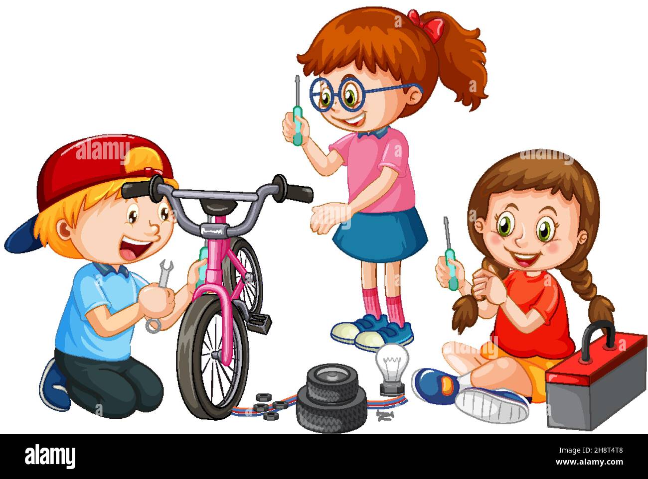 Fixing a bike Stock Vector Images - Alamy