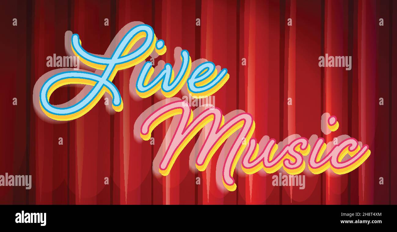 Live Music Banner with Red Curtain illustration Stock Vector Image ...