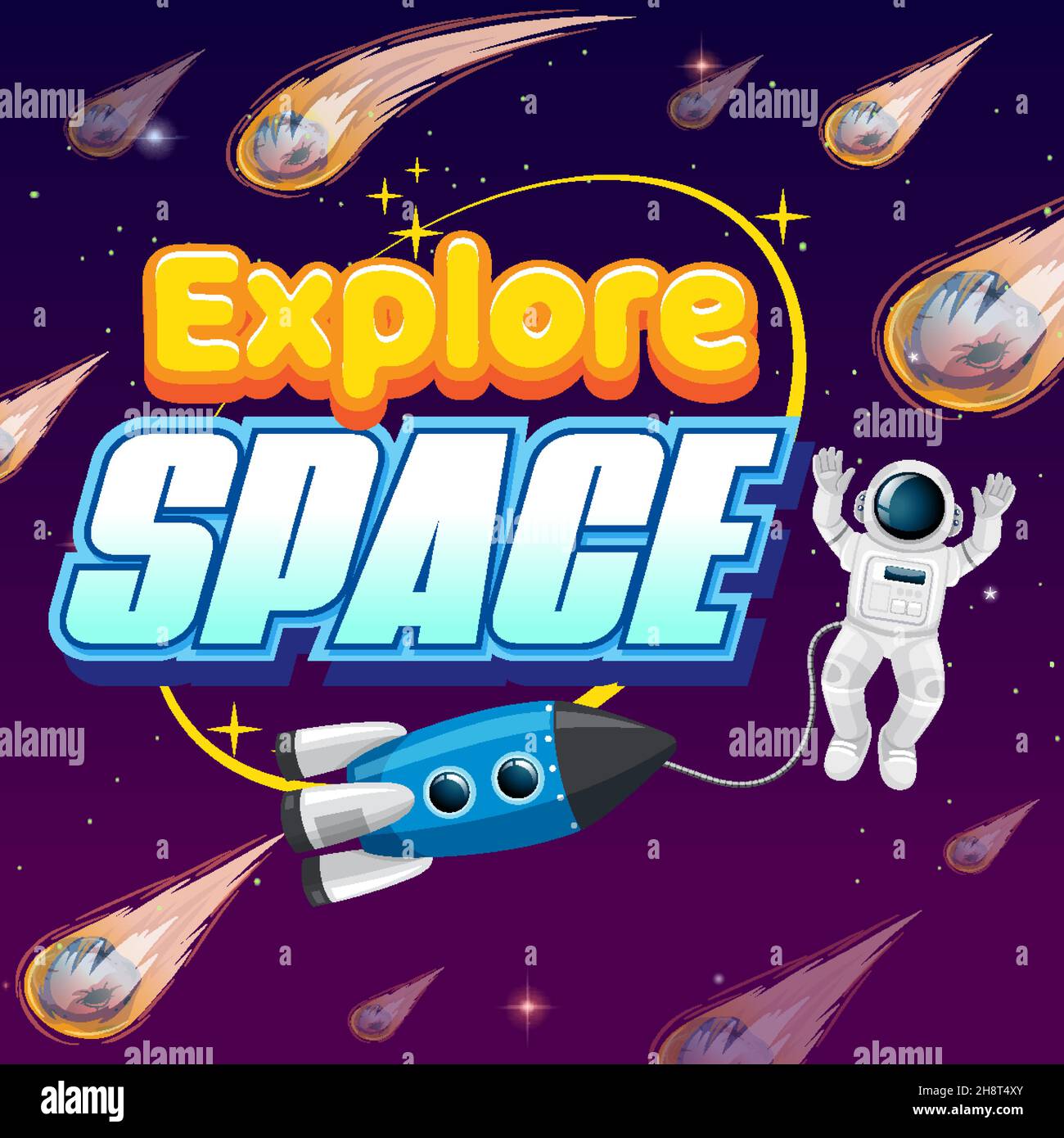 Explore Space poster design with astronaut in galaxy illustration Stock ...