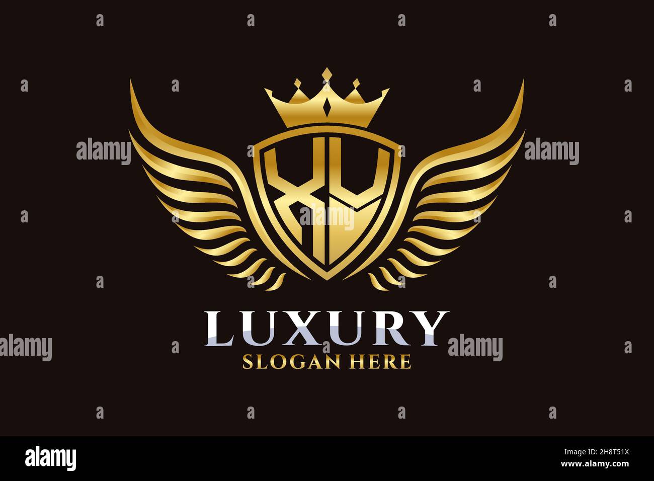 Luxury royal wing Letter XV crest Gold color Logo vector, Victory logo ...