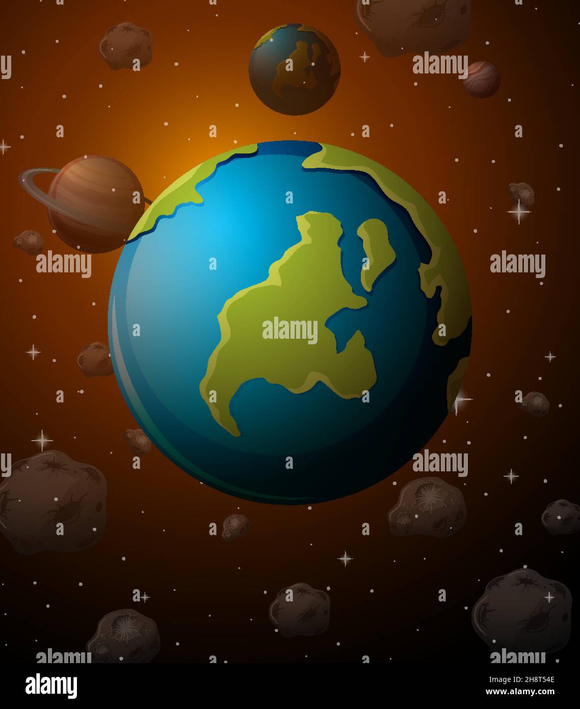 Erath planet on space background illustration Stock Vector Image & Art ...