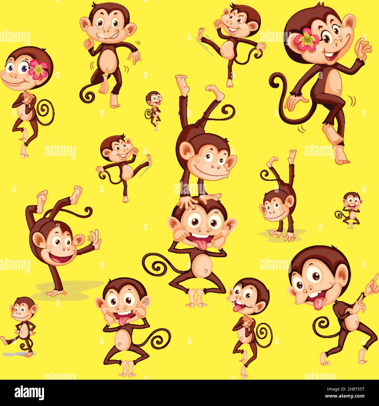Monkey seamless pattern background illustration Stock Vector Image ...