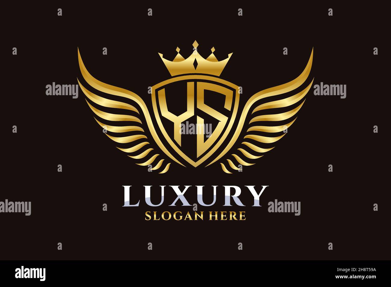 Luxury royal wing Letter YS crest Gold color Logo vector, Victory logo, crest logo, wing logo ...