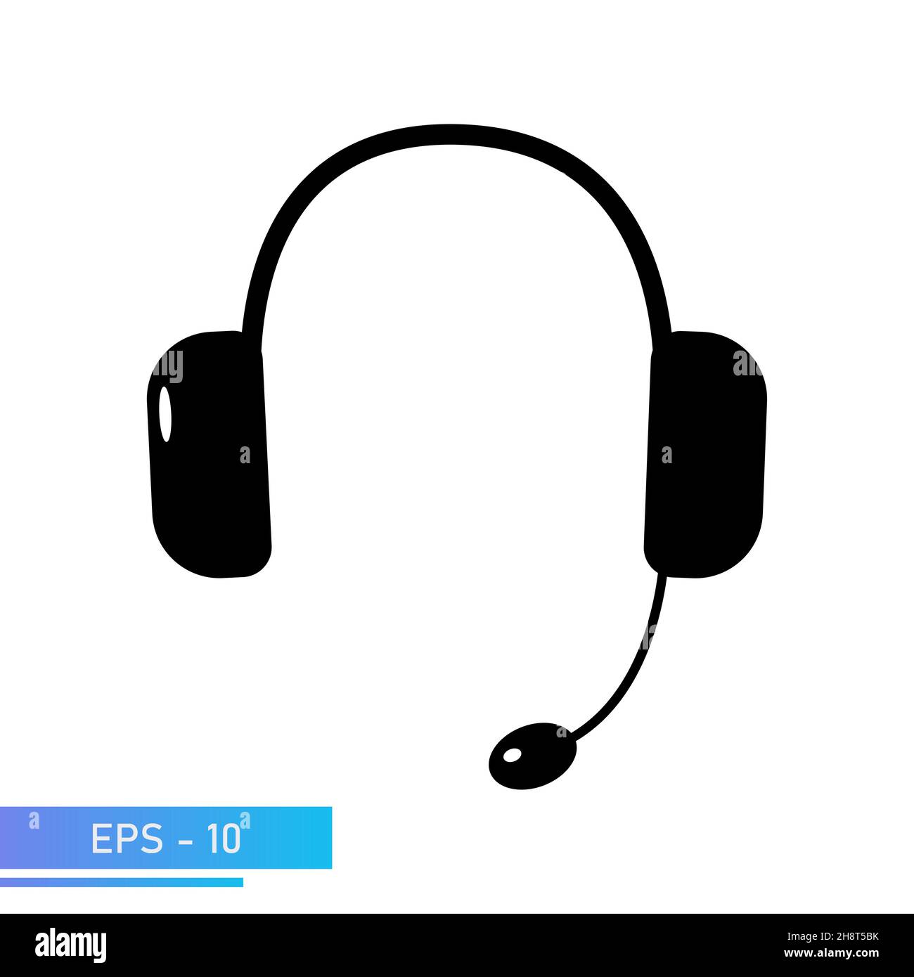 Headphones for the operator of the control room or computer. Icon with ...