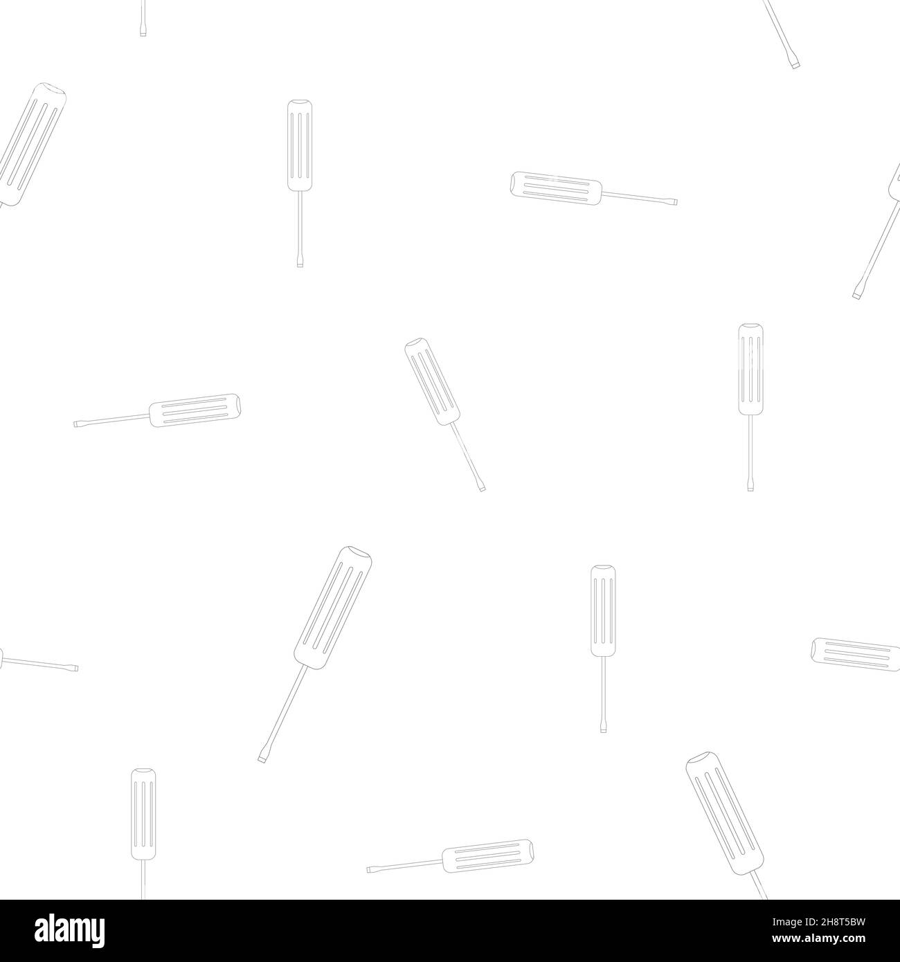 Pattern flat screwdriver with a simple, classic shape. Linear design ...