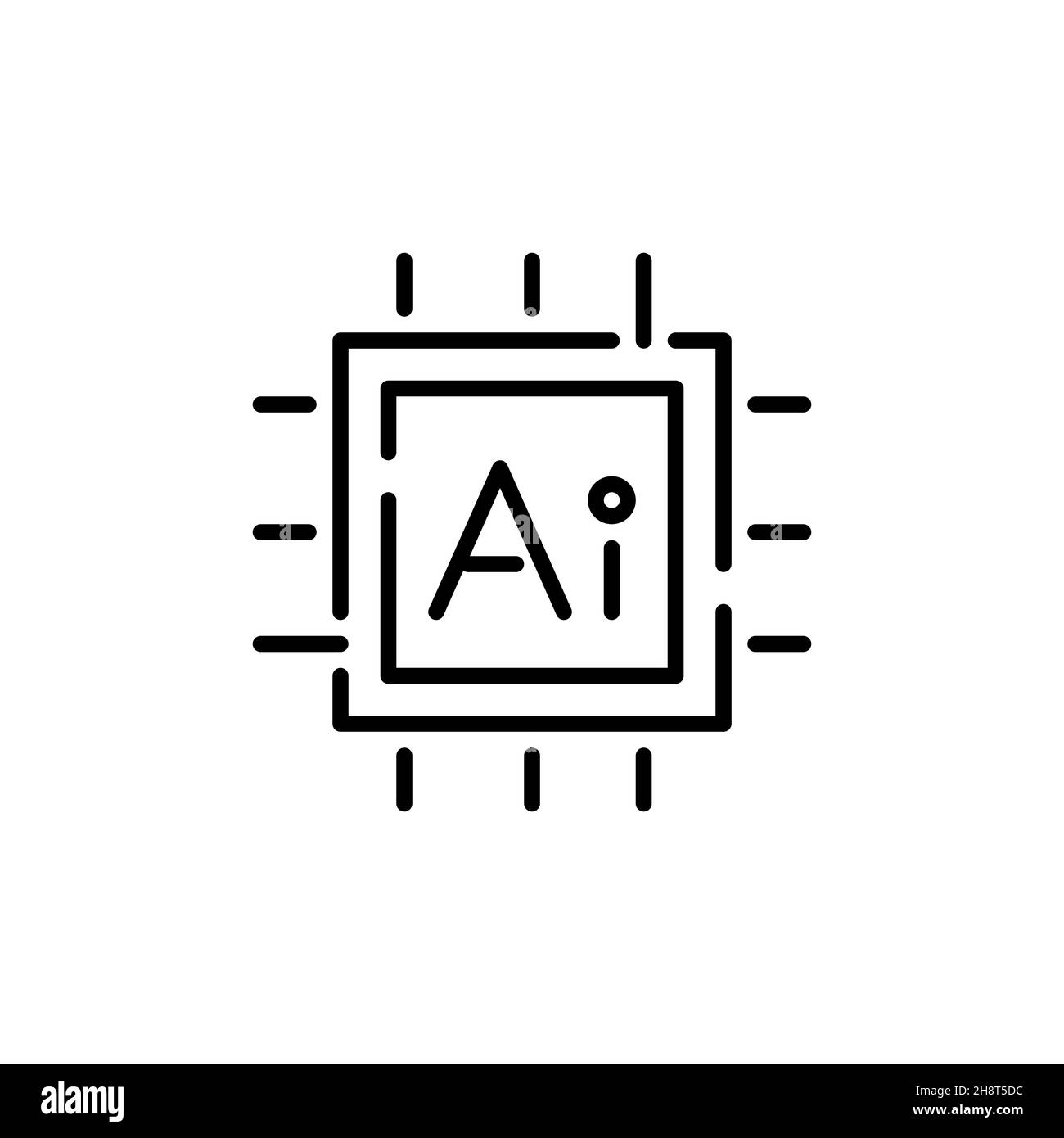 Artificial intelligence CPU icon. Pixel perfect, editable stroke Stock ...