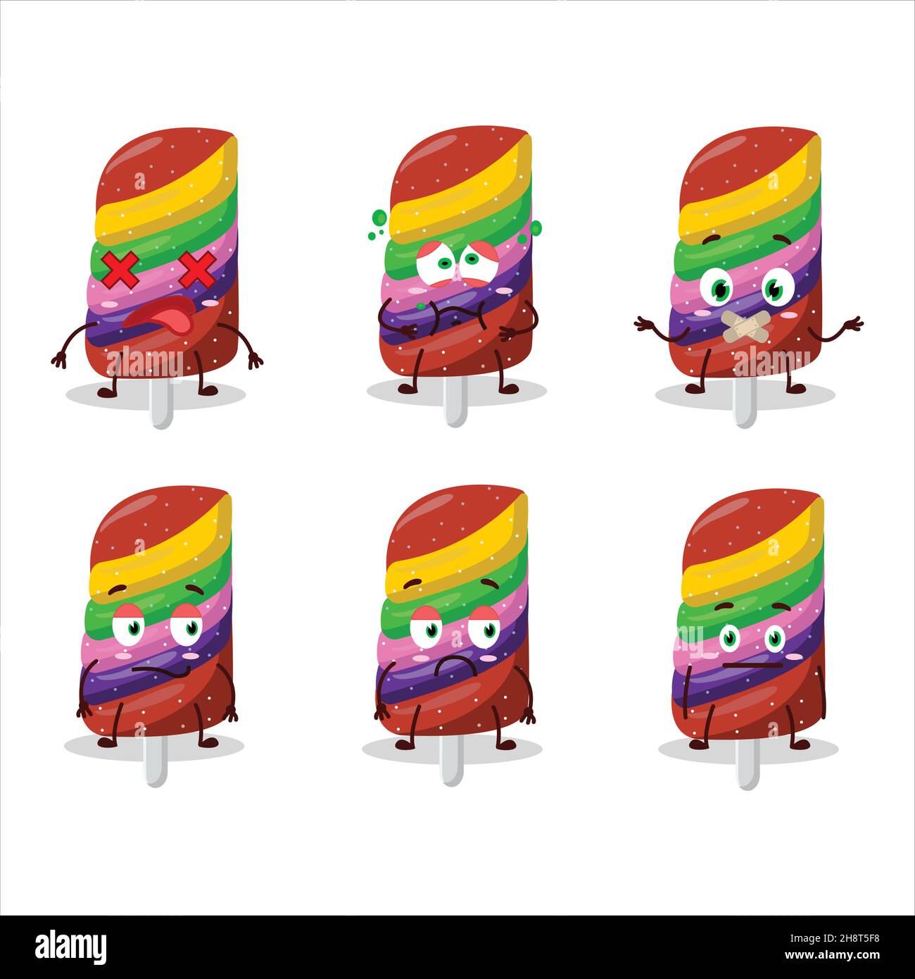 gummy candy rainbow cartoon character with nope expression. Vector ...